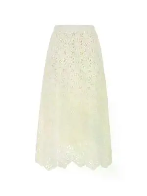 Farm Rio Floral-pattern Crochet Midi Skirt