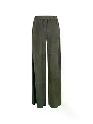 VIA MASINI 80 Elasticated-waist Leather Trousers - Green