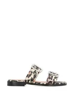 GANNI Animal-print Buckle Sandals