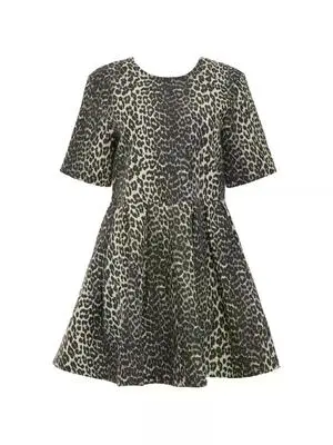 GANNI Buckle Leopard Print Mini Dress