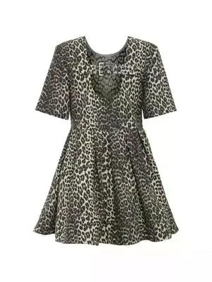 GANNI Buckle Leopard Print Mini Dress