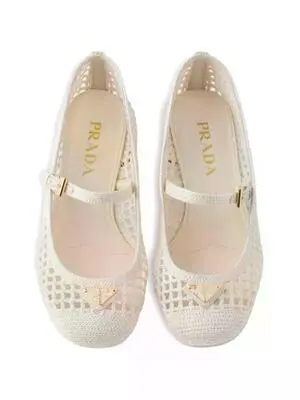 Prada Crochet Block-heel Mary Jane Pumps