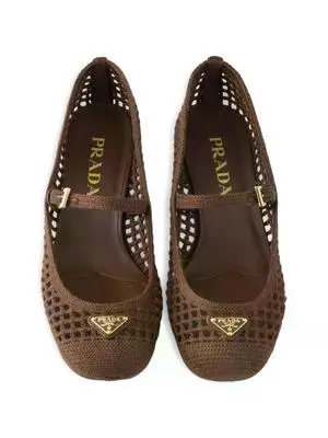 Prada Metal-buckle Crochet-effect Mary Jane Pumps
