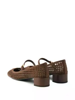 Prada Metal-buckle Crochet-effect Mary Jane Pumps