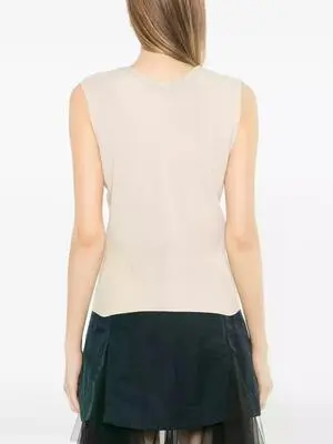 AGNES B. Ribbed Knit Button Top - Neutrals