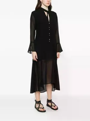 Pinko Georgette Button Front Tie Dress