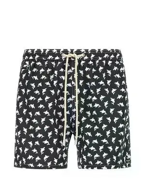 MC2 SAINT BARTH Shark-print Swim Shorts - Black