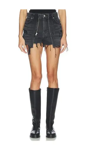 Alexander Wang Distressed Double Layer Skort In . Also - Charcoal
