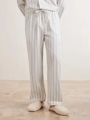 TEKLA Striped Cotton-poplin Pyjama Set - Neutrals