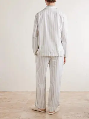 TEKLA Striped Cotton-poplin Pyjama Set - Neutrals