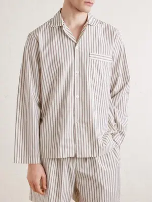 TEKLA Striped Cotton-poplin Pyjama Set - Neutrals