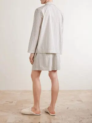 TEKLA Striped Cotton-poplin Pyjama Set - Neutrals