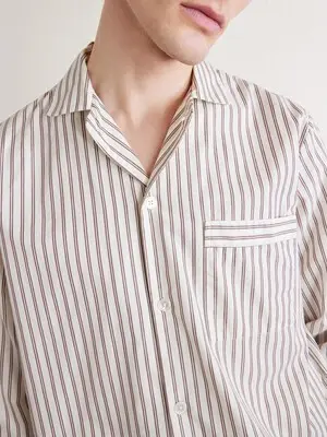 TEKLA Striped Cotton-poplin Pyjama Set - Neutrals