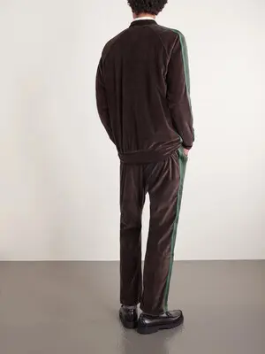 Needles Logo-embroidered Striped Cotton-blend Velour Track Jacket