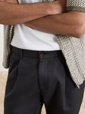 Mr P. Daniel Tapered Pleated Cotton-canvas Trousers