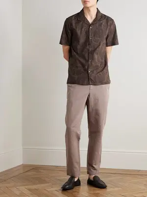 Mr P. Camp-collar Floral-print Cotton Shirt