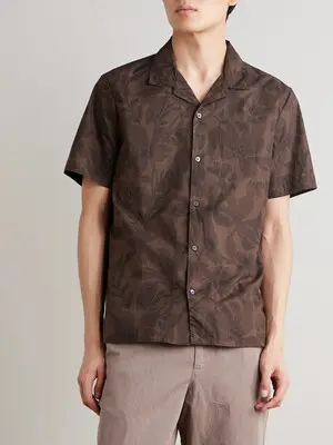 Mr P. Camp-collar Floral-print Cotton Shirt