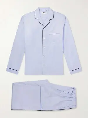 TEKLA Bellhop Cotton-satin Pyjama Set - Blue