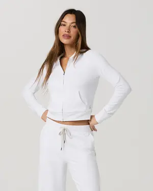 Vuori Halo Mini Full Zip Hoodie - White