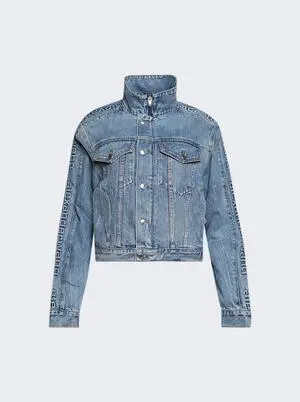 Alexander Wang Denim Track Jacket With Embossed Logo - Blue