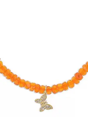 SYDNEY EVAN Orange Opal Tiny Butterfly Charm Bracelet