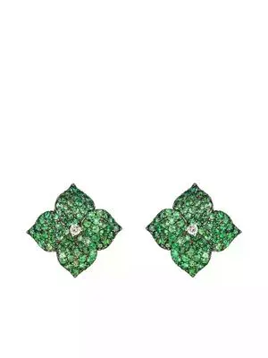 Piranesi 18k Yellow Fiore Tsavorite And Diamond Earrings - Gold