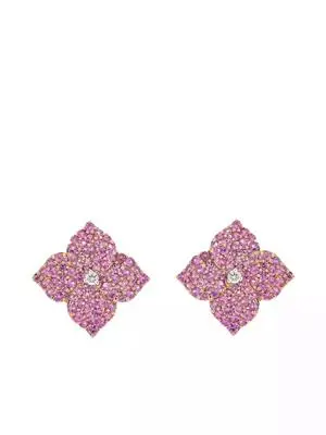 Piranesi 18k Rose Gold Sapphire And Diamond Fiore Earrings Pink