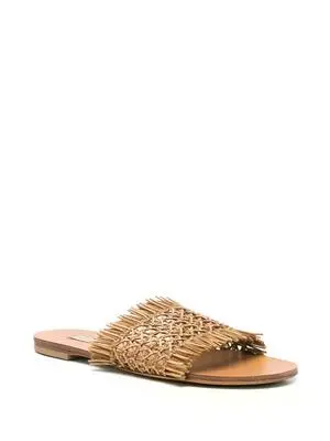 Casadei Woven-leather Flat Sandals - Neutrals