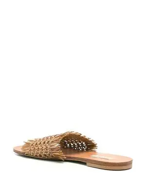 Casadei Woven-leather Flat Sandals - Neutrals