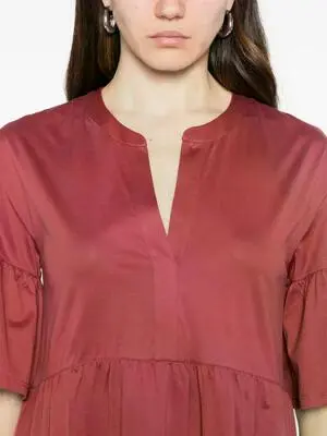 Max Mara Wkdsaggina Ruffled V-neck Mini Dress - Red