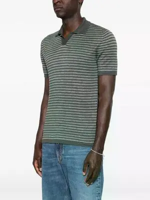 ROBERTO COLLINA Striped Polo T-shirt - Green