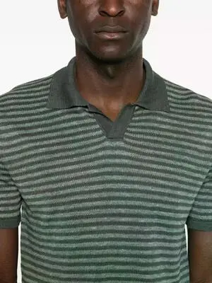 ROBERTO COLLINA Striped Polo T-shirt - Green