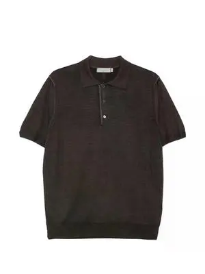 Canali Button Short-sleeve Polo Shirt - Brown