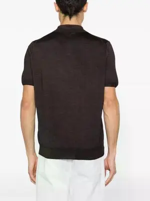 Canali Button Short-sleeve Polo Shirt - Brown