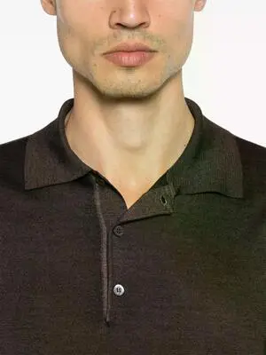 Canali Button Short-sleeve Polo Shirt - Brown