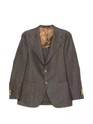 GABRIELE PASINI Herringbone Button Blazer - Brown