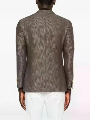 GABRIELE PASINI Herringbone Button Blazer - Brown