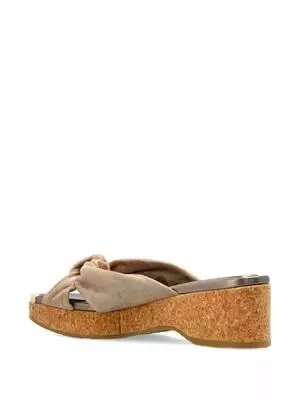 JIMMY CHOO Avenue Knot Detail Wedge Sandals - Neutrals