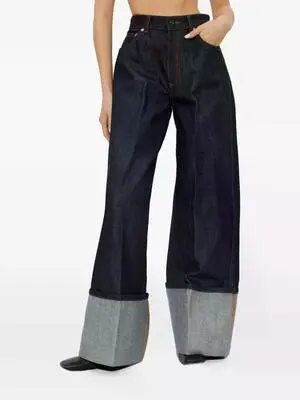 Givenchy Cuffed Wide-leg Jeans - Blue