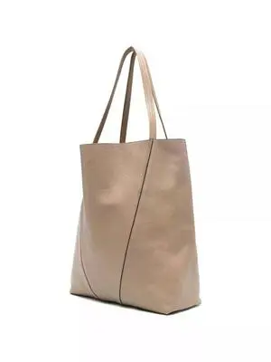 Chloé Large V-shaped Leather Tote Bag - Neutrals