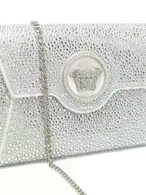 Versace La Medusa Crystal Envelope Clutch - Silver