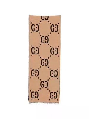 Gucci Freedom Gg Jacquard Frayed Scarf Neutrals