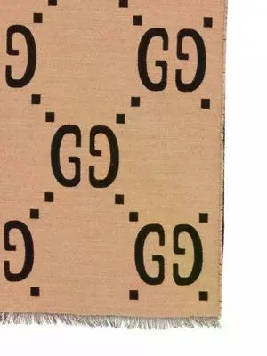 Gucci Freedom Gg Jacquard Frayed Scarf - Neutrals