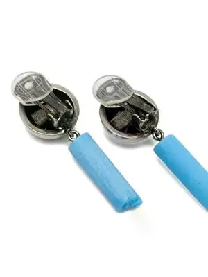 Moschino Logo-engraved Clip-on Drop Earrings - Silver