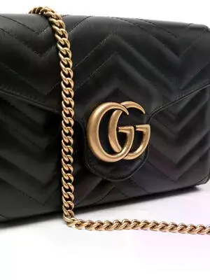 Gucci Mini Chevron-pattern Clutch - Black