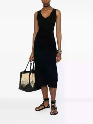 ERMANNO FIRENZE Scalloped V-neck Midi Dress