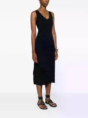 ERMANNO FIRENZE Scalloped V-neck Midi Dress