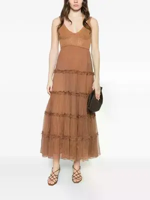 ERMANNO FIRENZE Crochet Ruffled Maxi Dress