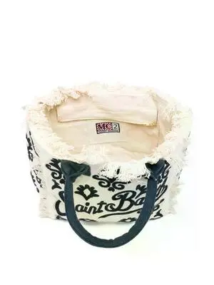 MC2 SAINT BARTH Tote Bag With Fringed Trim - Neutrals