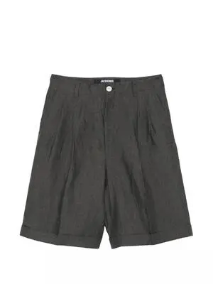 Jacquemus Pastro Pleated Cuffed-hem Shorts - Grey